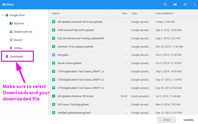 How to Upload Google Docs files to a Course