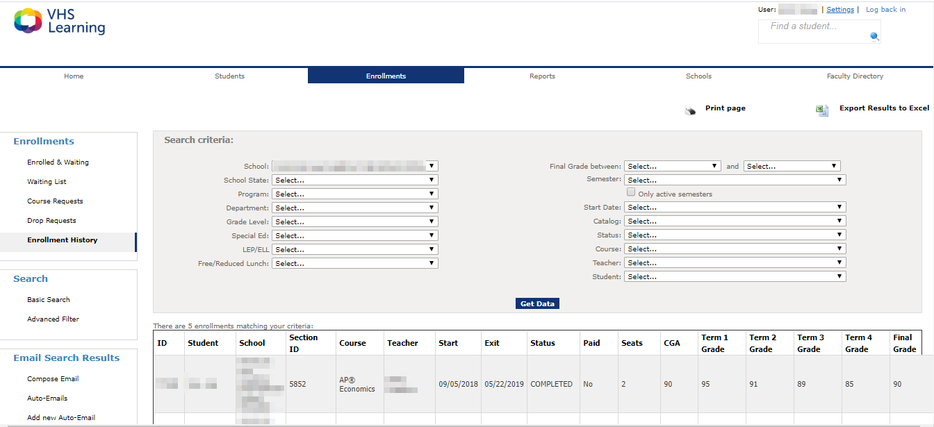 VHS Learning Service Center