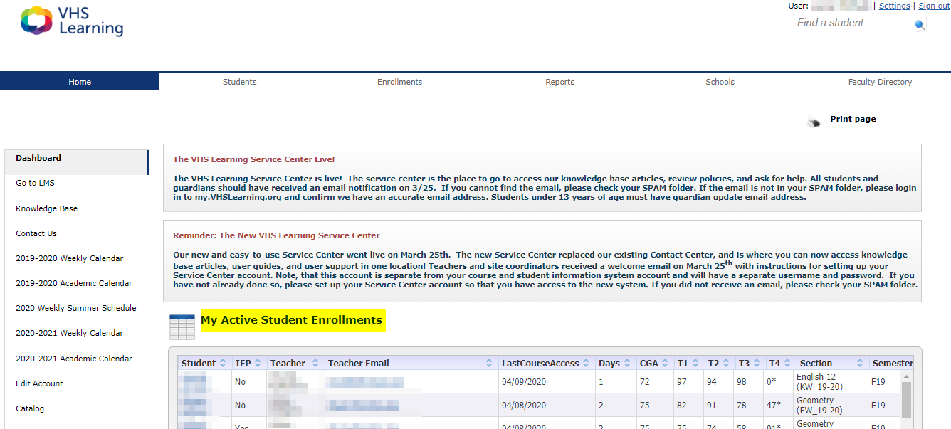 VHS Learning Service Center
